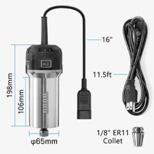 Genmitsu 710W Compact Router 65mm Diameter, 6 Variable Speeds Palm Trimmer Router, with ER11 Collet & 4 Carbon Brushes, Spindle Motor Upgrade for CNC Machines