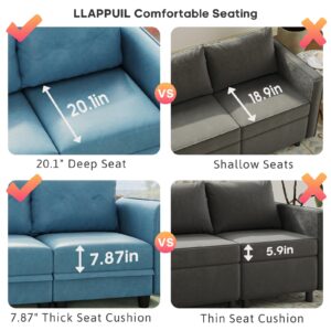 LLappuil Modular Sectional Sofa Faux Leather Sleeper Sectional Couch with Storage Convertible 9 Seats Modular Sofa Bed for Living Room, Navy Blue