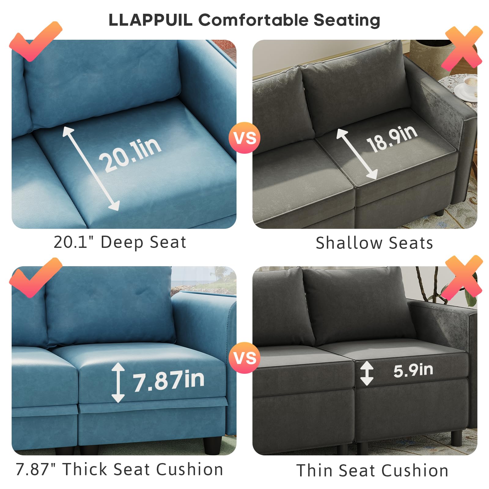 LLappuil Modular Sectional Sofa Faux Leather Sleeper Sectional Couch with Storage Convertible 9 Seats Modular Sofa Bed for Living Room, Navy Blue