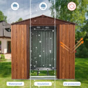 6ft x 6ft Metal Storage Shed for Backyard Lawn, Large Garden Shed Outdoor Utility Tool Shed with Metal Floor Base Pad-lockab