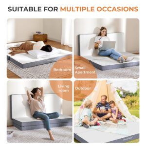 Sweetnight Tri Folding Mattress - 4-inch Foldable Mattress with a Collapsible and Washable Cover | Medium-Firm with Non-Slip Design | Suitable for RV Travel, Camping, Guest （Full）