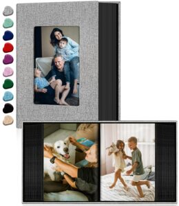 ejblfe photo album 4x6,linen cover slide-in photo album book can holds 100 4x6 photos with 50 black sheets for family,wedding,baby and holiday pictures (gray)