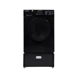 equator all-in-one washer dryer ventless fully builtin 0-clearance 1.62cf/15lbs 110v 1400rpm with pedestal + ada (black)