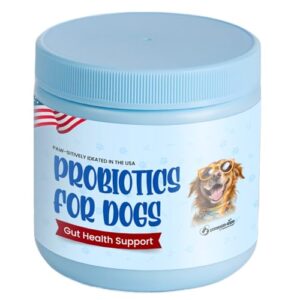 probiotics for dogs, grain-free, no corn, 6 billion cfu, dog probiotics with pumpkin & yogurt, for digestive & gut health, targets bloating, no poo, itchy skin & constipation, beef flavor, 120 chews