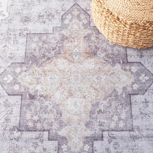 SAFAVIEH Tucson Collection Area Rug - 9' x 12', Light Purple & Sage, Traditional Design, Washable & Slip Resistant, Ideal for High Traffic Areas in Living Room, Bedroom & Dining Room (TSN105W-9)