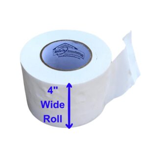 bluetex insulationㅤ 4'' wide x 180' long white vapor barrier tape - 1 roll waterproofing for stucco, crawlspaces, repair, underlayment seams, metal building seams, excellent air barrier