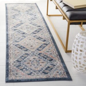 safavieh blair washable collection runner rug - 8' runner, grey & navy, contemporary design, washable & slip resistant, ideal for high traffic areas in hallway, bathroom & kitchen (blr220f-28)