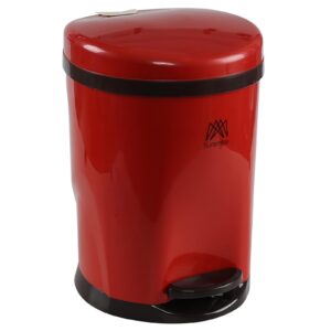 xowine 2.6 gallon round plastic garbage bin with step foot pedal, small step-on trash can, red