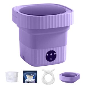 portable washer machine foldable small washing machine, 10l mini washing machine, 3 modes portable washer deep cleaning of underwear, portable washing machine for apartments, travel, rv, purple