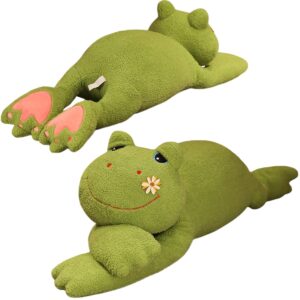 elainren ultra-soft green frog plush sleeping pillow, large lying frog stuffed animals toy, realistic frog plushie cushion decor gifts/39''