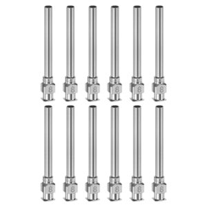 harfington 12pcs 8gauge stainless steel dispensing needles, 1 1/2" all metal glue needle tube blunt tips luer lock for thick liquids, ink, glue, lab use