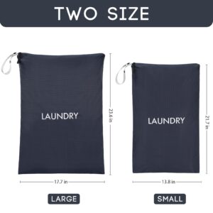 WiseBoy 2 Pack Laundry Bags, Nylon Washable Wet Dry Bag, Travel Laundry Bag Dirty Clothes Organizer, Swimming Yoga Bathing Suit Workout Wet Dry Bags - Navy Blue