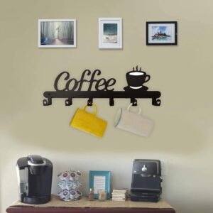 Luejnbogty Coffee Mug Holder Wall Mounted,Coffee Bar Decor Sign,Coffee Cup Rack Holds,Coffee Sign Mug Hanger,Coffee Mug Rack