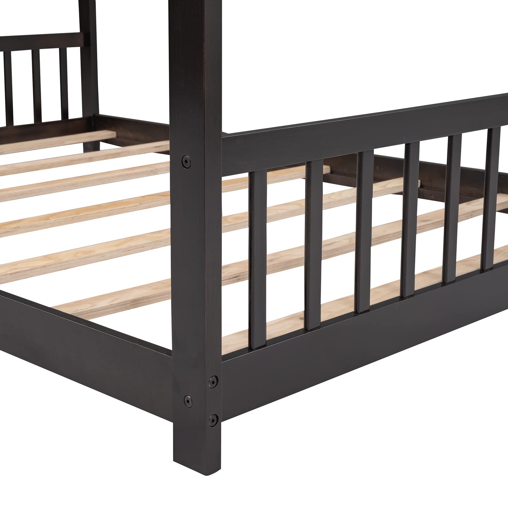 Bellemave Wood Montessori Full Size Bed Frame, Espresso - Playhouse Design, Sturdy, Safety, No Box Spring Needed, Easy Assemble