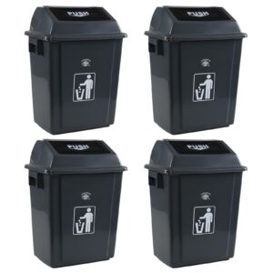 egarye 5 gallon swing-top kitchen trash can, 4-pack plastic garbage can with swing lid, gray