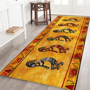 southwestern long runner rug for hallway,southwest native american kokopelli ethnic,rustic rectangular area rug non-slip floor carpet for bedroom indoor doormat entrance door mat washable kitchen rugs