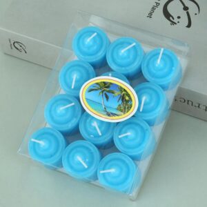 tea candles round romantic candle tealight small sweet wedding party 12 pack home 2-2.5 hours burn time votive parties bulk birthday halloween emergency family dinner hotel ktv bar (blue)