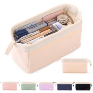 cicimelon wide-open pencil case big capacity pencil pouch portable pen bag school supplies for students boys girls, beige