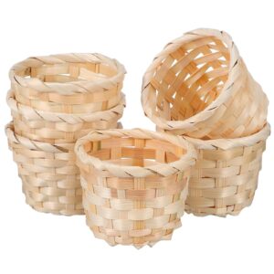 amosfun 6pcs mini handwoven bamboo baskets table centerpieces pen pencil cups makeup brush storage 3 x 3 x 2.4 inch