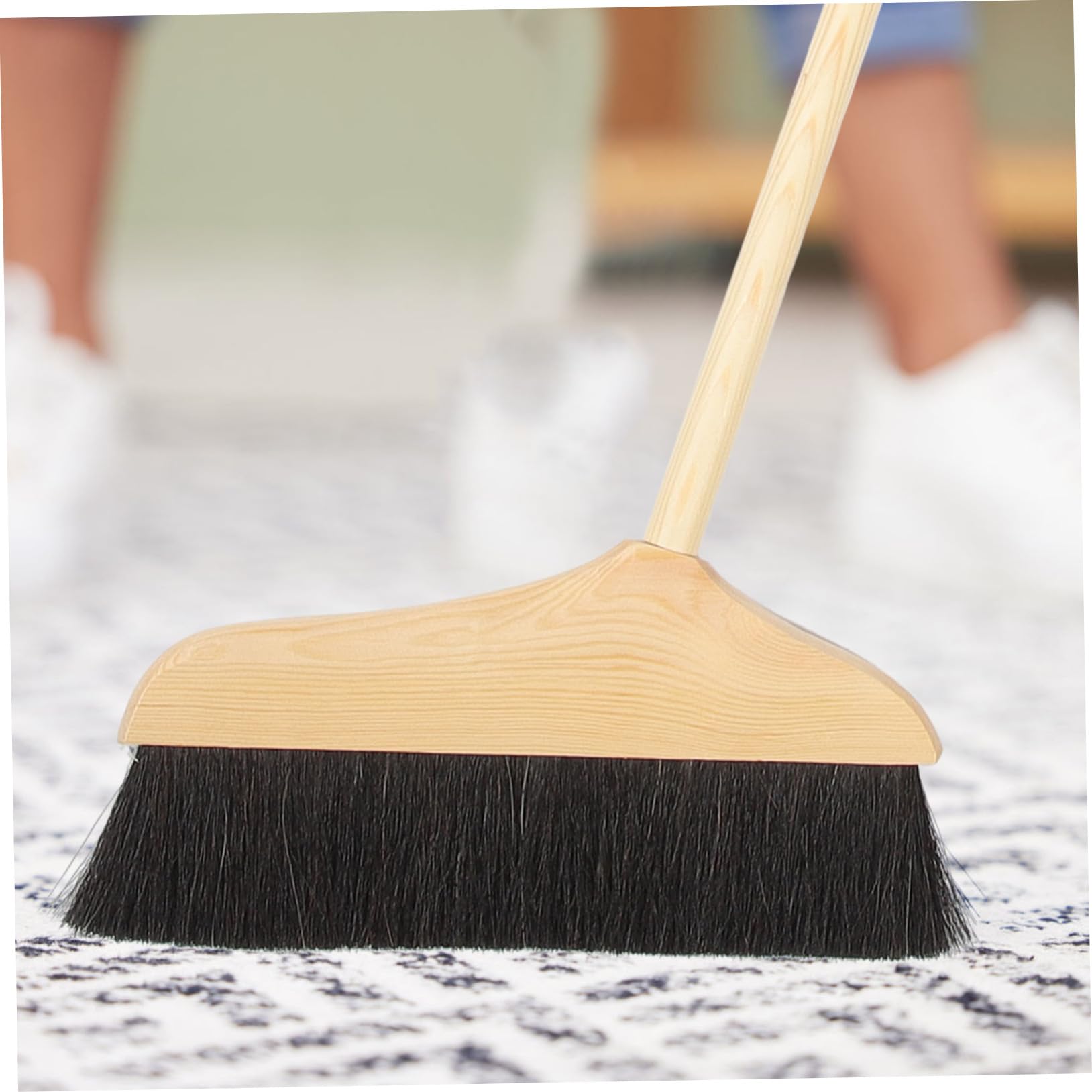 FOYTOKI Pine Horsetail Broom Hair Removal Broom Indoor Dust Broom Indoor Sweeping Broom Angled Broom Kitchen Broom Horse Hair Broom Cleaning Broom Home Broom Wooden Cleaning Brush Soft Fur