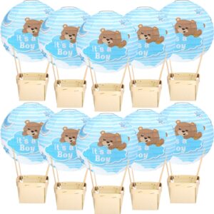 baquler 12 sets baby shower decorations hot air balloon table centerpieces diy paper lanterns it's a boy bear paper lantern for baby shower gender reveal wedding bridal shower birthday party supplies