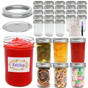 woaiwo-q mason jars 8 oz regular mouth,30 pack canning jars jelly jars with airtight lids, ideal for jam/honey/diy projects/wedding favors/shower favors