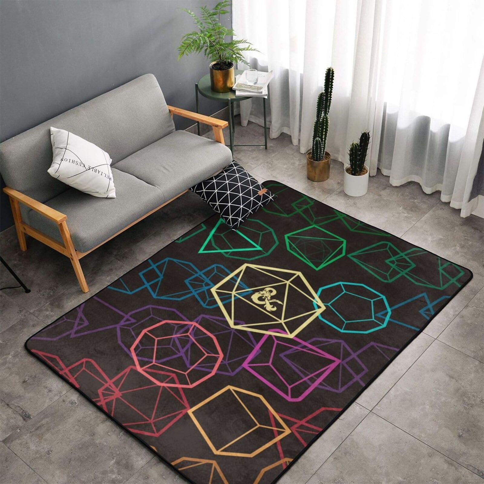 JIOONDEMAND Dungeons Rug Dragons Area Rugs 3D Print Large Carpet Anti Slip Door Mat Decorative for Bedroom Living Room Office 60x39 Inch, White