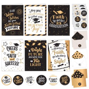 decorably 18 pack gold-foiled & glittery christian graduation cards christian with envelopes & stickers - 6 designs with printed message inside 5x7in religious graduation cards religious