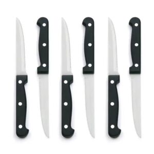 6 serrated steak knife with black pp handle table knife stainless steel 4.5 inch metal sustainable steak knives serrated blades for effortless meat cutting