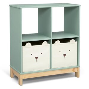 babygap by delta children brannan bear bookcase with bins, sage green