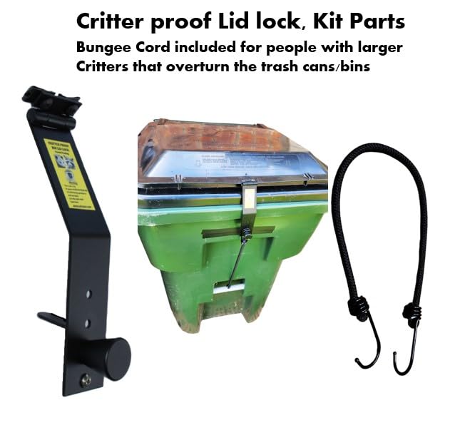 Best Critter Proof Trash can lid Lock, True Auto-Release During Collection Process, Protect Against Animals Like Raccoons, Opossum or Wind, Easy to Install, Always Holds lids Locked.