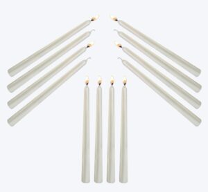 12 pack 10 inch shiny white dripless taper candles, 100% soy, non toxic, for home decor, wedding, family gathering, music festival, restaurants, yoga & meditation