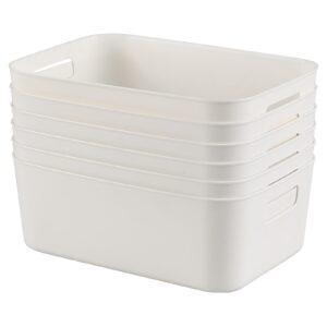 hespama 6 pack small plastic storage bins, white organizer basket bins