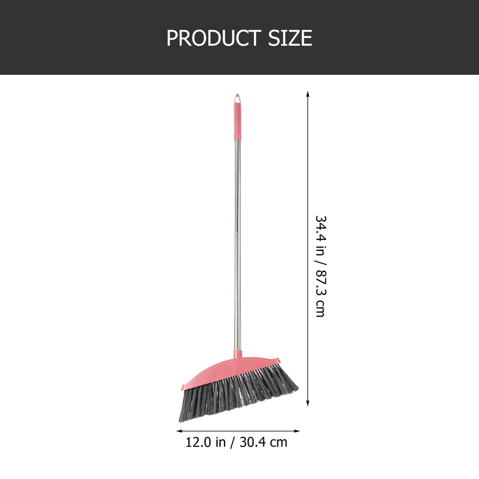 Ciieeo Heavy-Duty Broom, Stainless Steel Broom with Long Handle Floor Sweeping Brooms Wide Angle Outdoor Brooms for Shower Cleaning Patio Kitchen Grout Pink