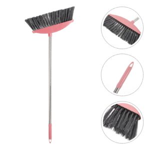 Ciieeo Heavy-Duty Broom, Stainless Steel Broom with Long Handle Floor Sweeping Brooms Wide Angle Outdoor Brooms for Shower Cleaning Patio Kitchen Grout Pink