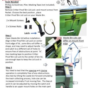 Best Critter Proof Trash can lid Lock, True Auto-Release During Collection Process, Protect Against Animals Like Raccoons, Opossum or Wind, Easy to Install, Always Holds lids Locked.