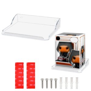 cosmos 2 pcs acrylic display shelves wall figure display stand floating shelves compatible with funko pop figure collection box (4.5" x 3.5") - with screws and self adhesive tape, transparent clear