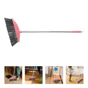 Ciieeo Heavy-Duty Broom, Stainless Steel Broom with Long Handle Floor Sweeping Brooms Wide Angle Outdoor Brooms for Shower Cleaning Patio Kitchen Grout Pink