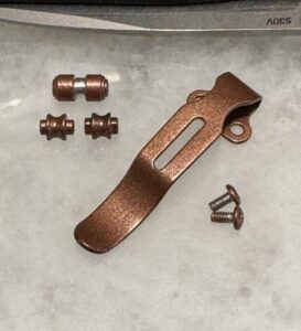 copper steel pocket clip + thumb stud & standoff for benchmade bugout 535 knife