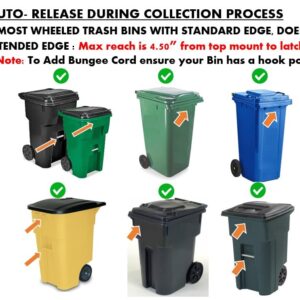 Best Critter Proof Trash can lid Lock, True Auto-Release During Collection Process, Protect Against Animals Like Raccoons, Opossum or Wind, Easy to Install, Always Holds lids Locked.