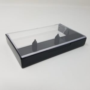 sleevie wonder cassette tape cases pack of 5 - clear front + black solid back - hard plastic storage (+1 free dj sticker)