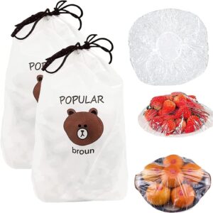 200pcs elastic fresh keeping bags, stretch plastic wrap bowl covers food storage covers alternative to foil for family outdoor picnic universal kitchen wrap seal caps