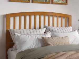 afi richmond queen solid wood headboard with attachable charger in light toffee