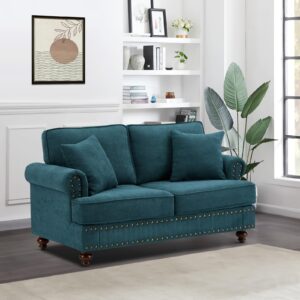 JEEOHEY 3 Piece Living Room Furniture Sets,Comfy Upholstered Sofa Couch Set,Including Armchair&Loveseat&3 Seater Sofa,Modern Deep Seat juegos de muebles de sala with Rolled Arms & Nailhead Trim(Green)