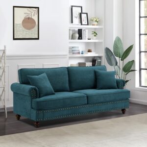 JEEOHEY 3 Piece Living Room Furniture Sets,Comfy Upholstered Sofa Couch Set,Including Armchair&Loveseat&3 Seater Sofa,Modern Deep Seat juegos de muebles de sala with Rolled Arms & Nailhead Trim(Green)