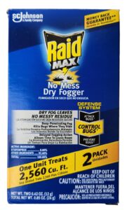 sc johnson raid max no mess dry fogger roaches bugs ants beetles crickets flies mosquitoes ticks waterbugs (each cup treats 2,560 cu ft) (4)