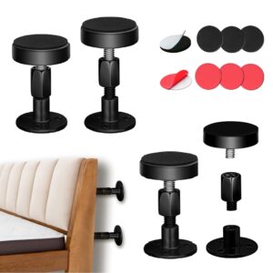 solipect 4pc black headboard stoppers for wall，adjustable bed frame anti-shake tool, stop headboard movement, protect walls, easy to install(30-112mm)