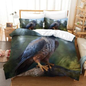 bukisa 3d falconryry printed duvet cover set cozy comforter cover soft quilt cover hypoallergenic falconry bedding for boys girls and kids luxe bedroom decor twin（173x218cm）