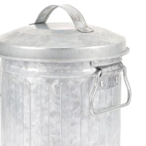 SEWACC Mini Galvanized Trash Can Small Trash Can with Lid Table Top Trash Can Metal Rubbish Bin Wastepaper Basket Flower Pot Pen Holder Kitchen Compost Bin Ash Bucket