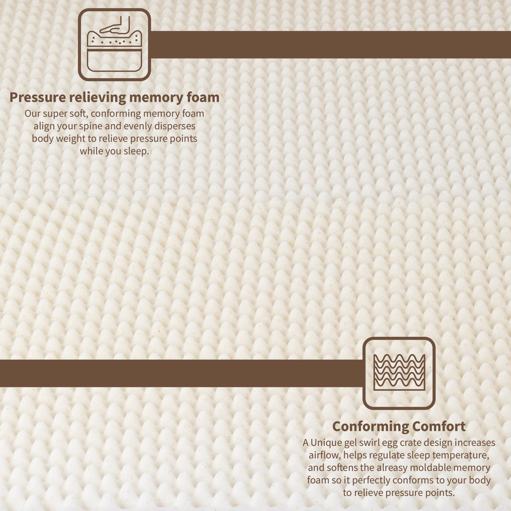 Zutan, 1-Inch Copper-Infused Memory Foam Mattress Toppers, Cooling and Pressure Relieving with Airflow Design,